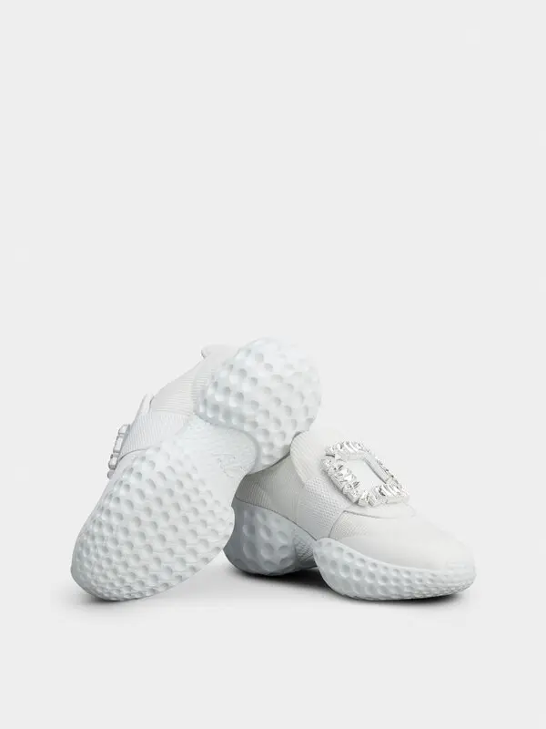 ROGER VIVIER Viv' Run Light Mesh Sneakers With Buckle Detail - White