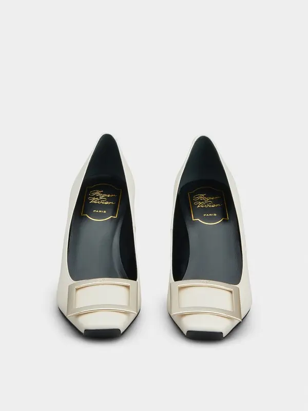ROGER VIVIER Trompette Pumps In Leather With Iconic Buckle - Off White