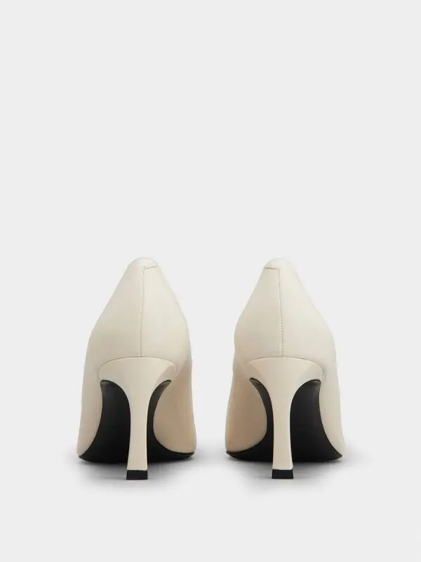ROGER VIVIER Trompette Pumps In Leather With Iconic Buckle - Off White