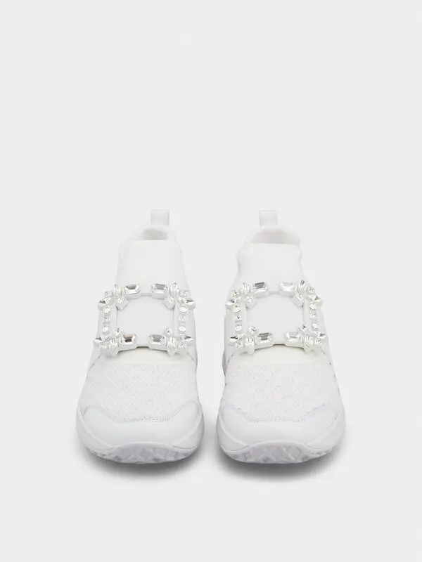 ROGER VIVIER Viv' Run Fabric Sneakers With Belle Buckle - White