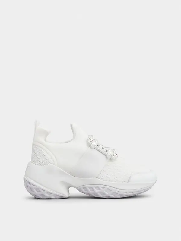 ROGER VIVIER Viv' Run Fabric Sneakers With Belle Buckle - White