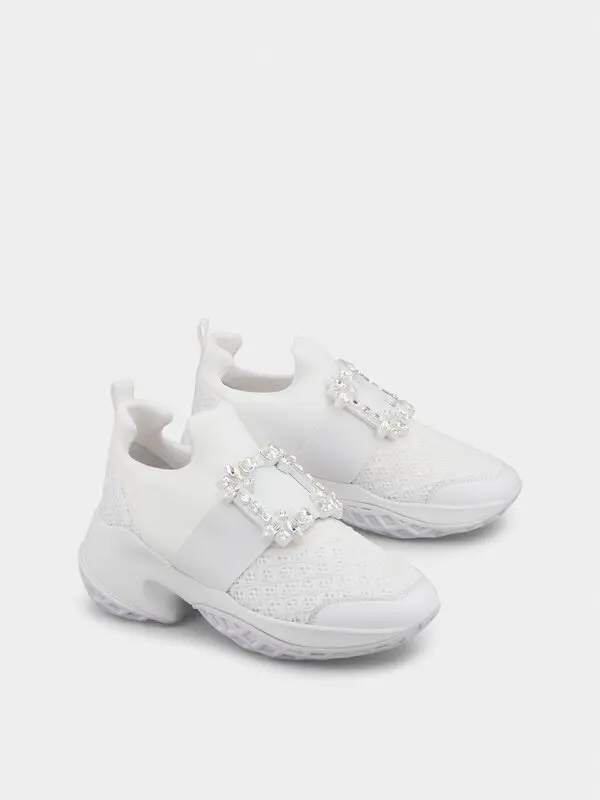 ROGER VIVIER Viv' Run Fabric Sneakers With Belle Buckle - White