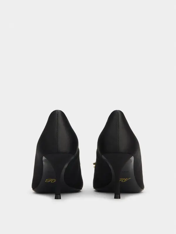 ROGER VIVIER Efflorescence Satin Pumps With Crystal Buckle - Black