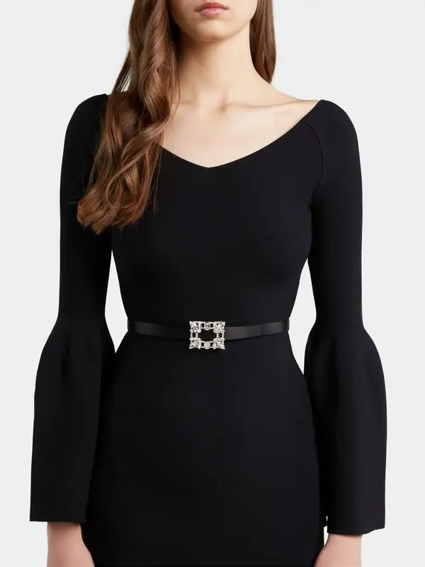 ROGER VIVIER Broche Vivier Satin Belt - Black