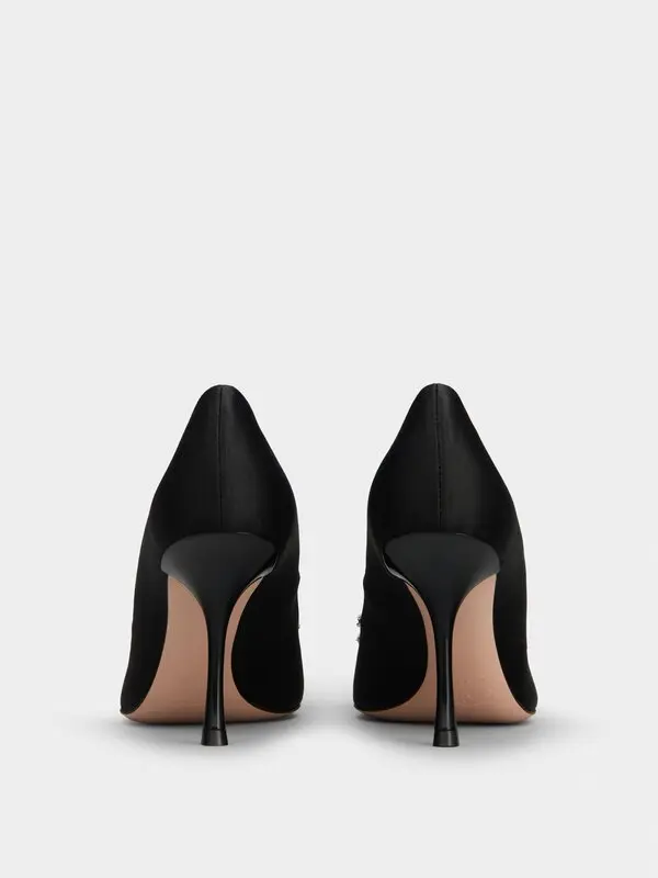 ROGER VIVIER Efflorescence Satin Pumps With Crystal Flower Buckle
