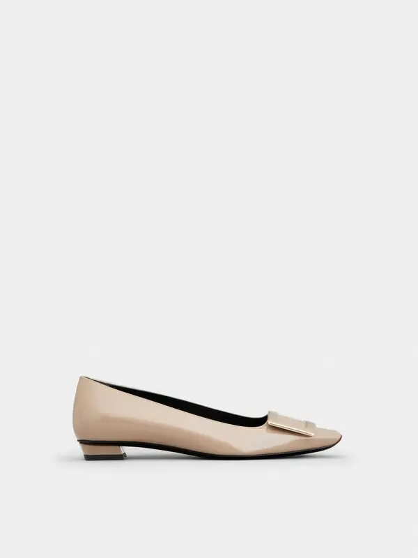ROGER VIVIER Belle Vivier Ballerinas In Patent Leather - Beige