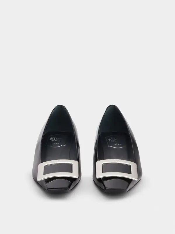 ROGER VIVIER Belle Vivier Ballerinas In Patent Leather With Metal Buckle - Black