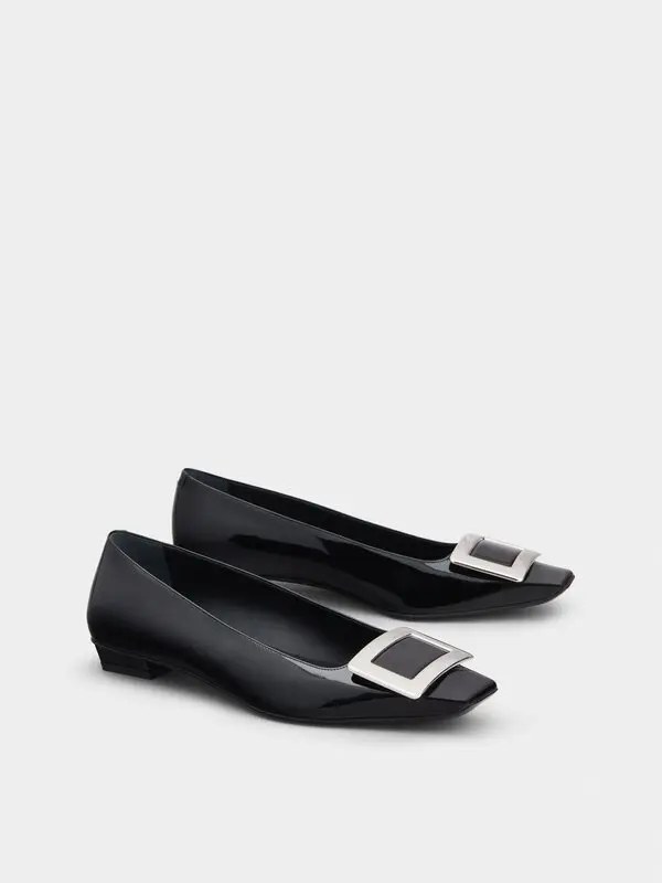 ROGER VIVIER Belle Vivier Ballerinas In Patent Leather With Metal Buckle - Black
