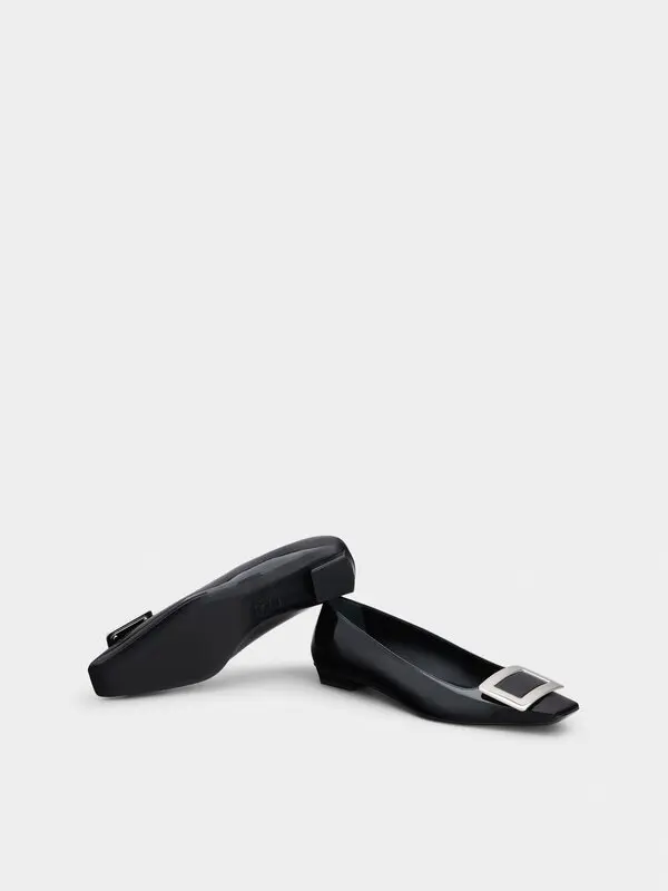 ROGER VIVIER Belle Vivier Ballerinas In Patent Leather With Metal Buckle - Black