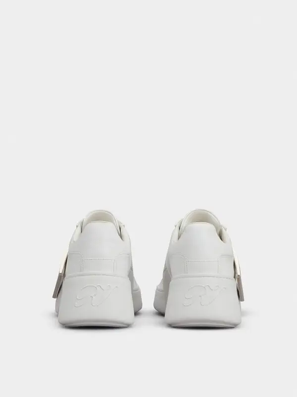 ROGER VIVIER Viv' Skate Sneakers In Leather With Metal Buckle - White