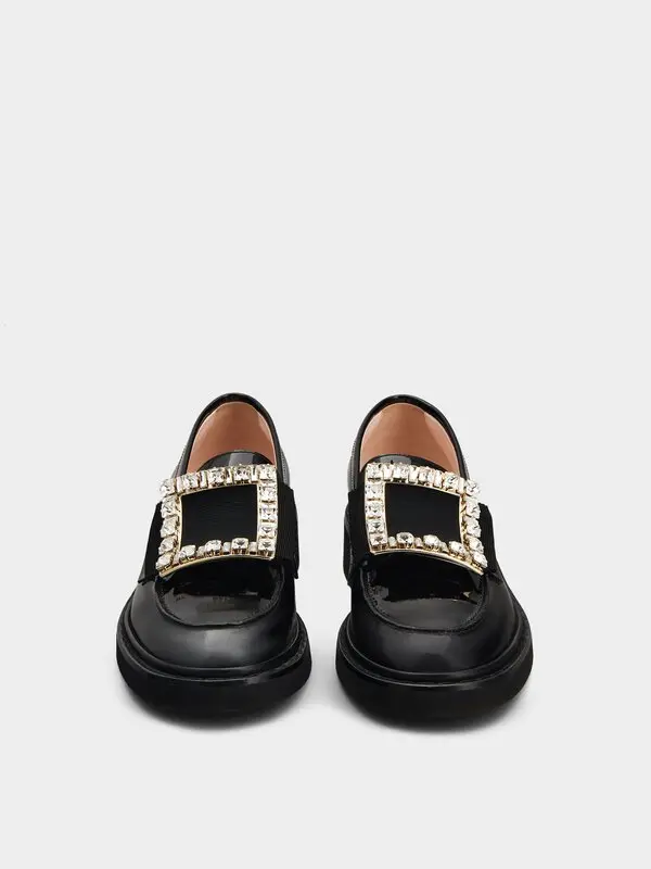 ROGER VIVIER Viv' Rangers Loafers In Patent Leather With Crystal Buckle - Black