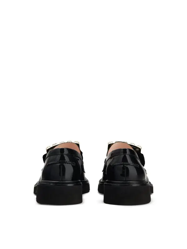 ROGER VIVIER Viv' Rangers Loafers In Patent Leather With Crystal Buckle - Black