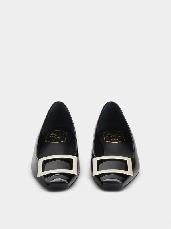ROGER VIVIER Trompette Ballerinas In Patent Leather With Metal Buckle - Black