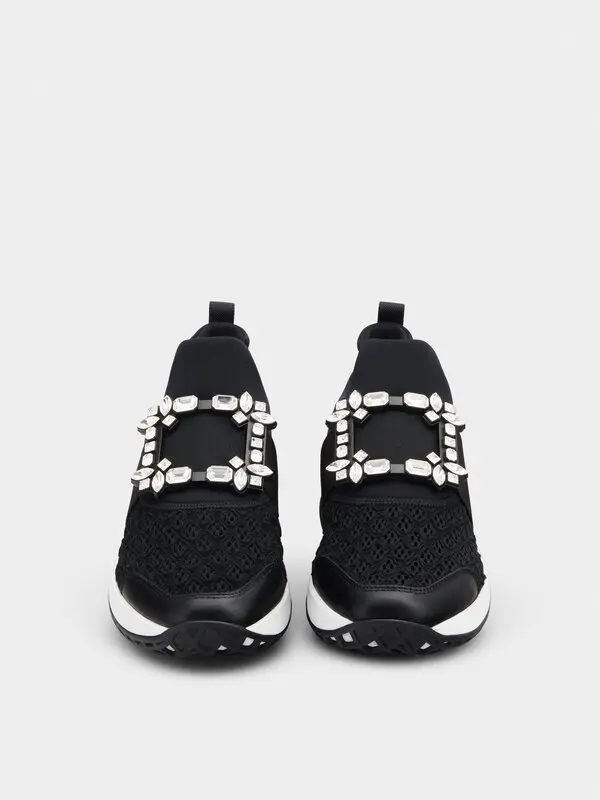 ROGER VIVIER Viv' Run Sneakers With Crystal Buckle - Black