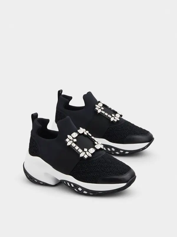 ROGER VIVIER Viv' Run Sneakers With Crystal Buckle - Black