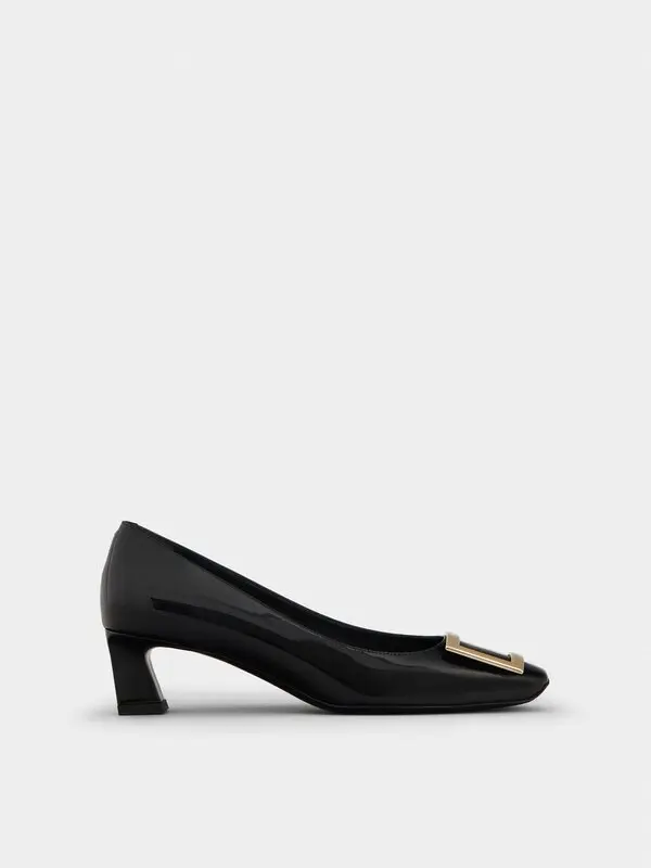 ROGER VIVIER Trompette Pumps In Patent Leather With Iconic Buckle - Black