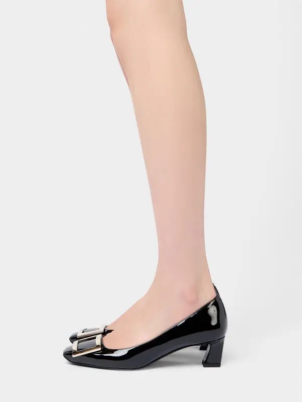 ROGER VIVIER Trompette Pumps In Patent Leather With Iconic Buckle - Black