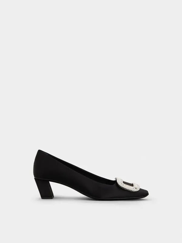 ROGER VIVIER Belle Vivier Pumps In Satin With Crystal Buckle