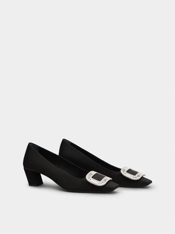ROGER VIVIER Belle Vivier Pumps In Satin With Crystal Buckle