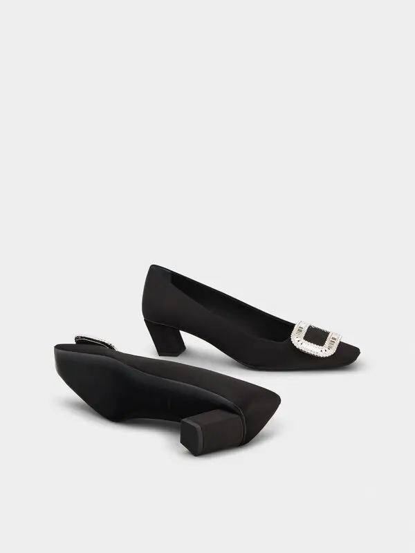 ROGER VIVIER Belle Vivier Pumps In Satin With Crystal Buckle
