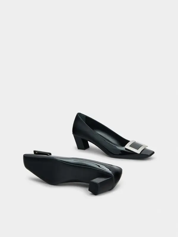 ROGER VIVIER Belle Vivier Pumps In Patent Leather With Metal Buckle - Black