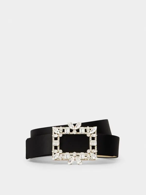 ROGER VIVIER Broche Vivier Embellished Satin Belt - Black