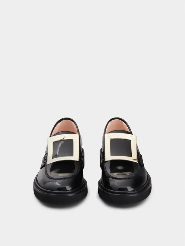 ROGER VIVIER Leather Loafers With Buckle Detail - Black
