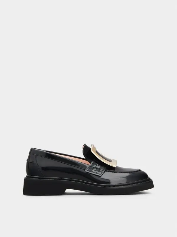 ROGER VIVIER Leather Loafers With Buckle Detail - Black