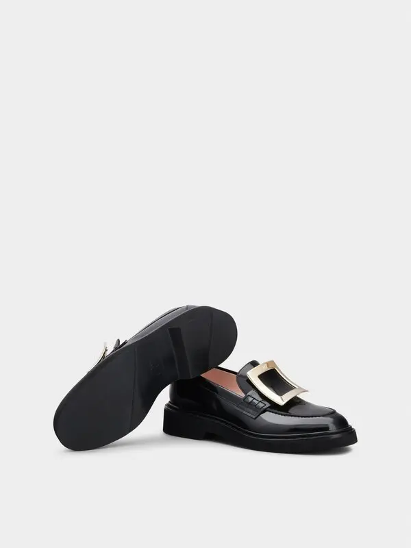ROGER VIVIER Leather Loafers With Buckle Detail - Black