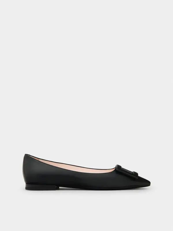 ROGER VIVIER Gommettine Ballerinas In Leather With Resin Buckle - Black