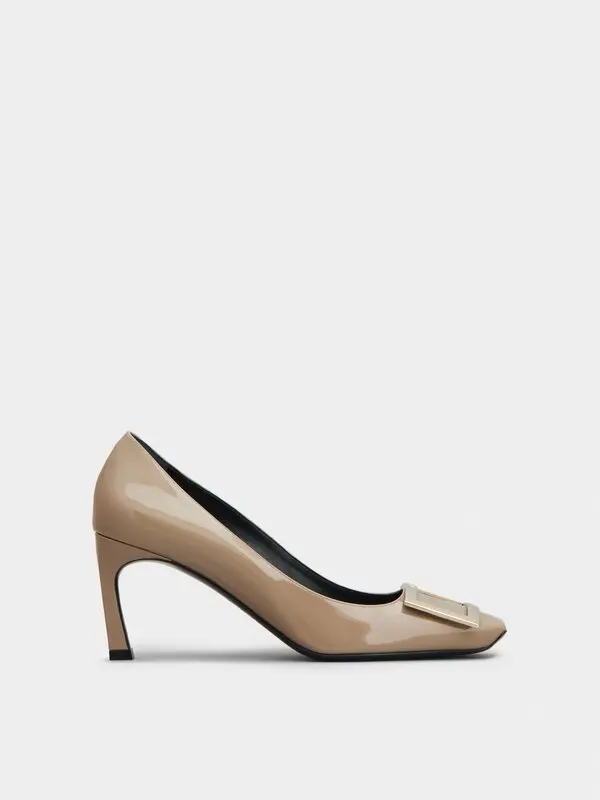 ROGER VIVIER Trompette Pumps In Patent Leather - Beige