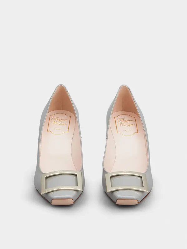 ROGER VIVIER Trompette Pumps In Patent Leather - Grey