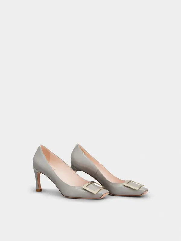 ROGER VIVIER Trompette Pumps In Patent Leather - Grey