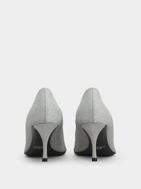 ROGER VIVIER Efflorescence Glitter Pumps With Crystal Buckle - Silver