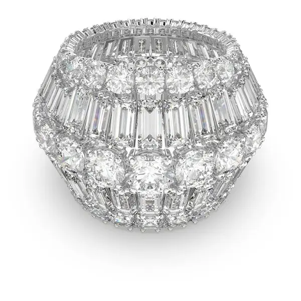 SWAROVSKI Hyperbola Cocktail Ring With Zirconia And Rhodium Plated Finish - White
