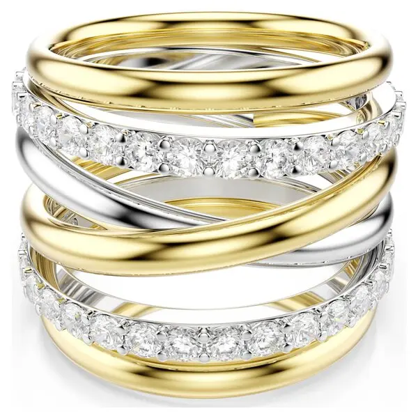 SWAROVSKI Hyperbola Cocktail Ring With Zirconia And Rhodium Plated Finish - White