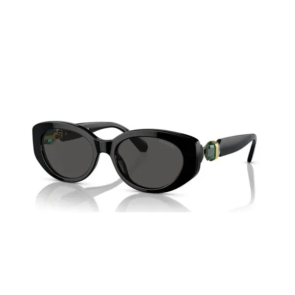 SWAROVSKI Embellished Oval Sunglasses - Black