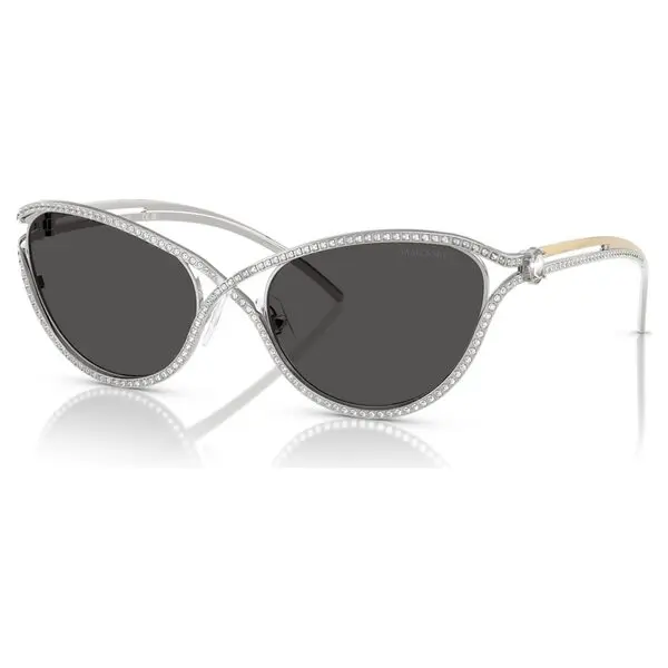 SWAROVSKI Cat Eye Sunglasses With Embellishments - Silver Tone