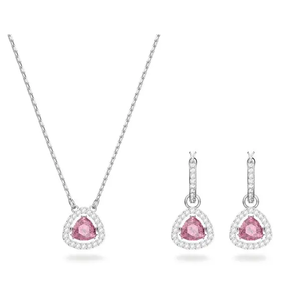 SWAROVSKI Una Set With Pear-cut Stud Earrings And Necklace - Pink