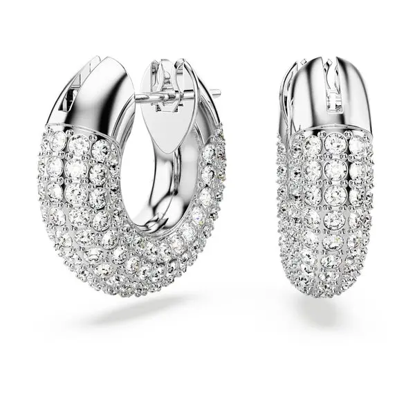 SWAROVSKI Dextera Geometric Hoop Earrings With Crystals - White