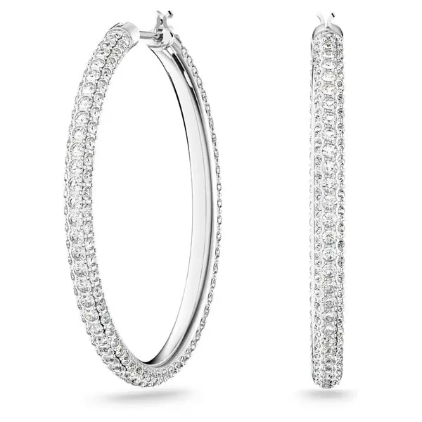 SWAROVSKI Dextera Hoop Earrings With Clear Round-cut Crystals - White
