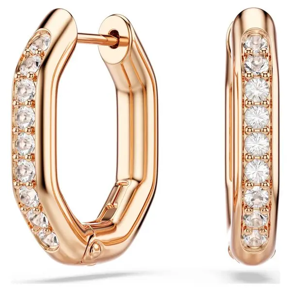 SWAROVSKI Dextera Hoop Earrings With Crystal Pavé And Rose Gold Finish - White