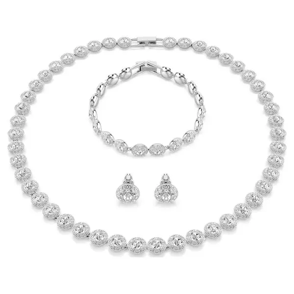 SWAROVSKI Crystal Necklace, Earrings, And Bracelet Set With 18k Gold Finish - White