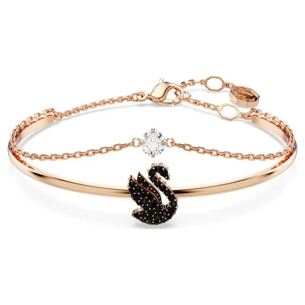 SWAROVSKI Swan Motif Bangle With Embellishments - Black