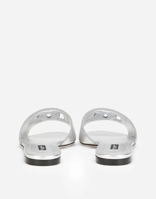Dolce & Gabbana Nappa Mordore Dg Millennials Logo Slides - Silver