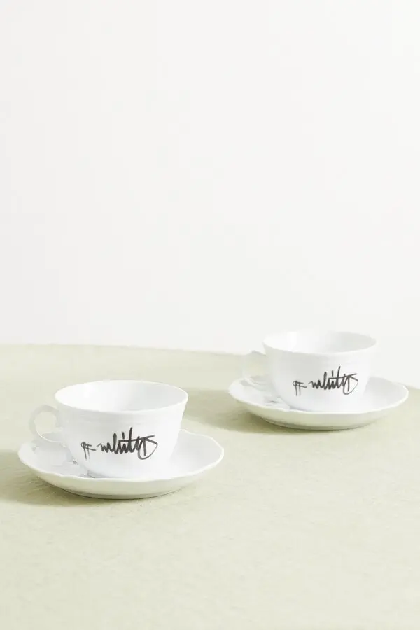 GINORI 1735 Off- Printed Porcelain Tea Cup And Saucer Set