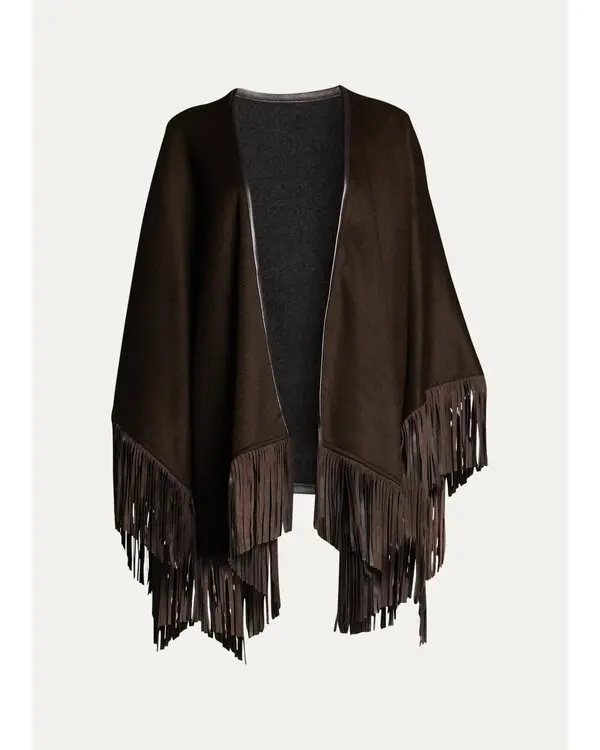 Sofia Cashmere Reversible Fringe Cashmere Cape
