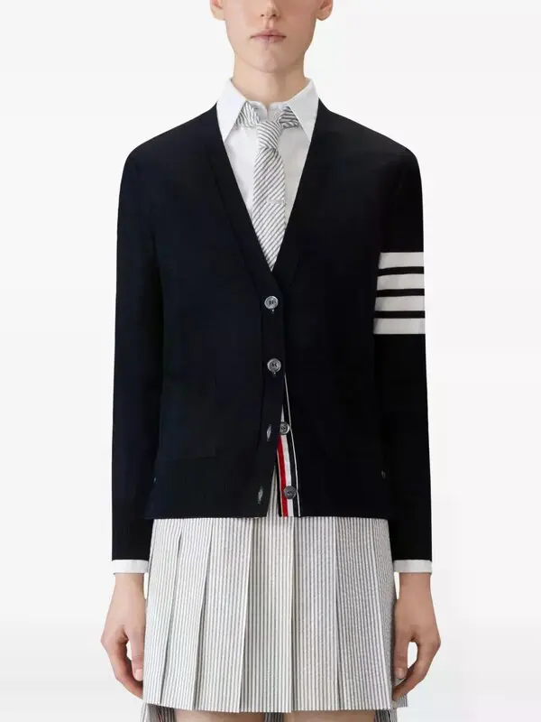Thom Browne Merino Wool 4-bar Relaxed Fit V-neck Cardigan