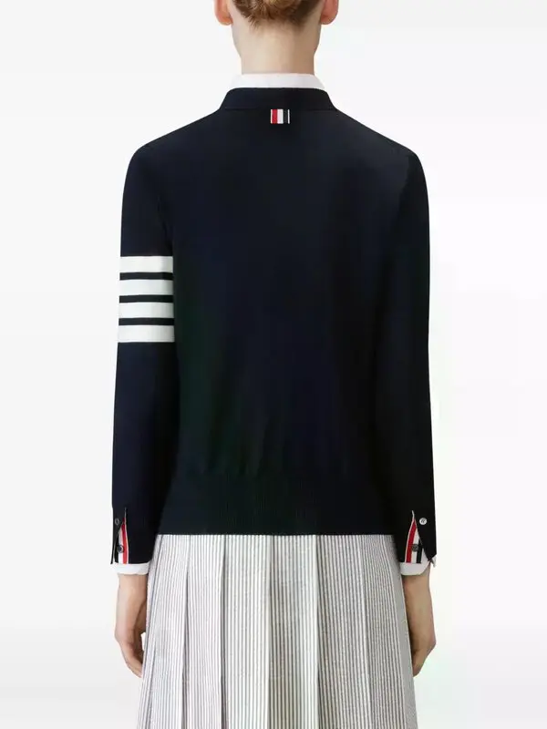 Thom Browne Merino Wool 4-bar Relaxed Fit V-neck Cardigan