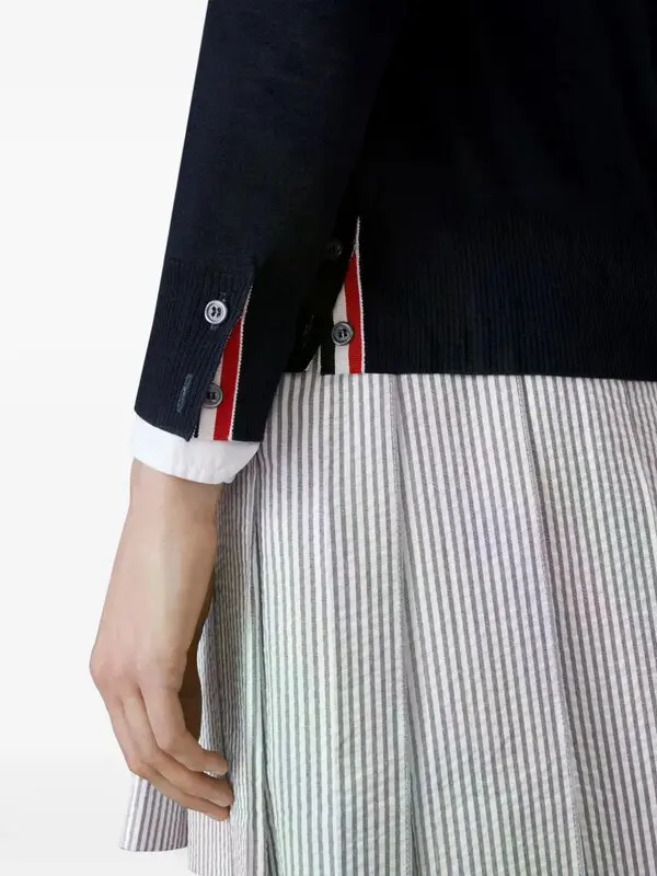 Thom Browne Merino Wool 4-bar Relaxed Fit V-neck Cardigan
